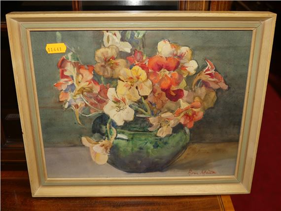 Rose Mead | Still life with flowers in a glass bowl | MutualArt