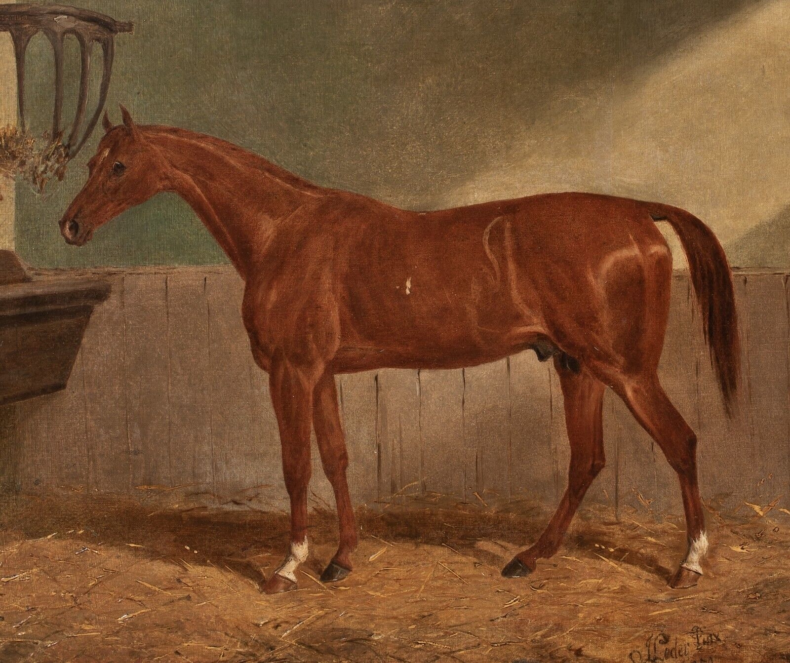James Loder | PORTRAIT OF CHESTNUT HUNTER IN A STABLE | MutualArt