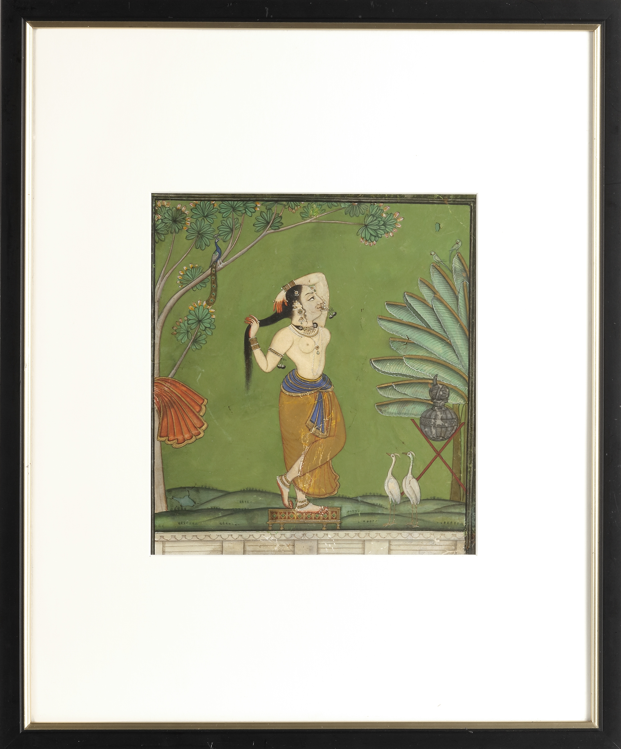 Indian School, 19th Century | A PRINCESS MAKING HER TOILET, MEWAR INDIA ...