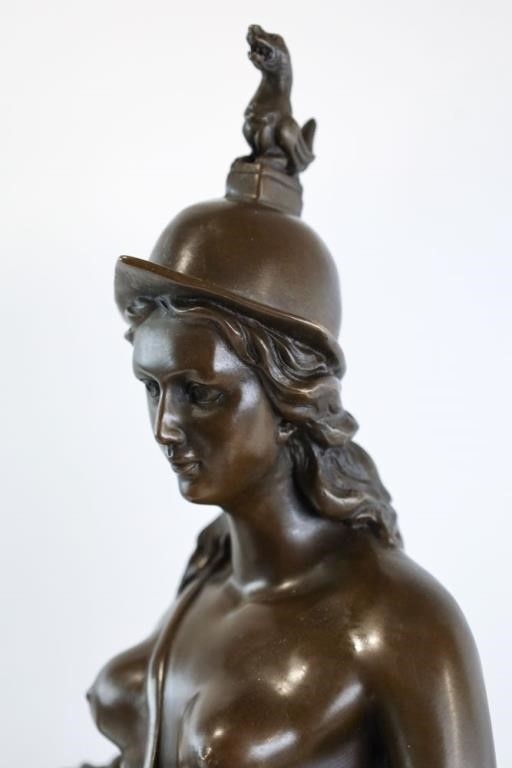 Hurbert Gerhard | Bronze Huntress With Deer Head Statue | MutualArt
