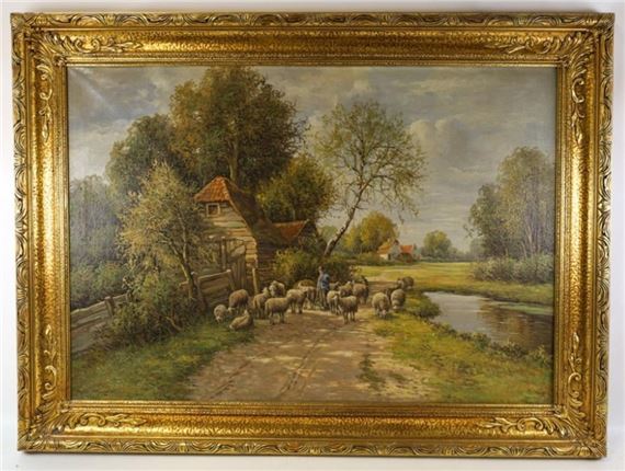 Wilhelm Hugo Rupprecht | Wilhelm H Rupprecht Shepherd & Flock Oil On ...