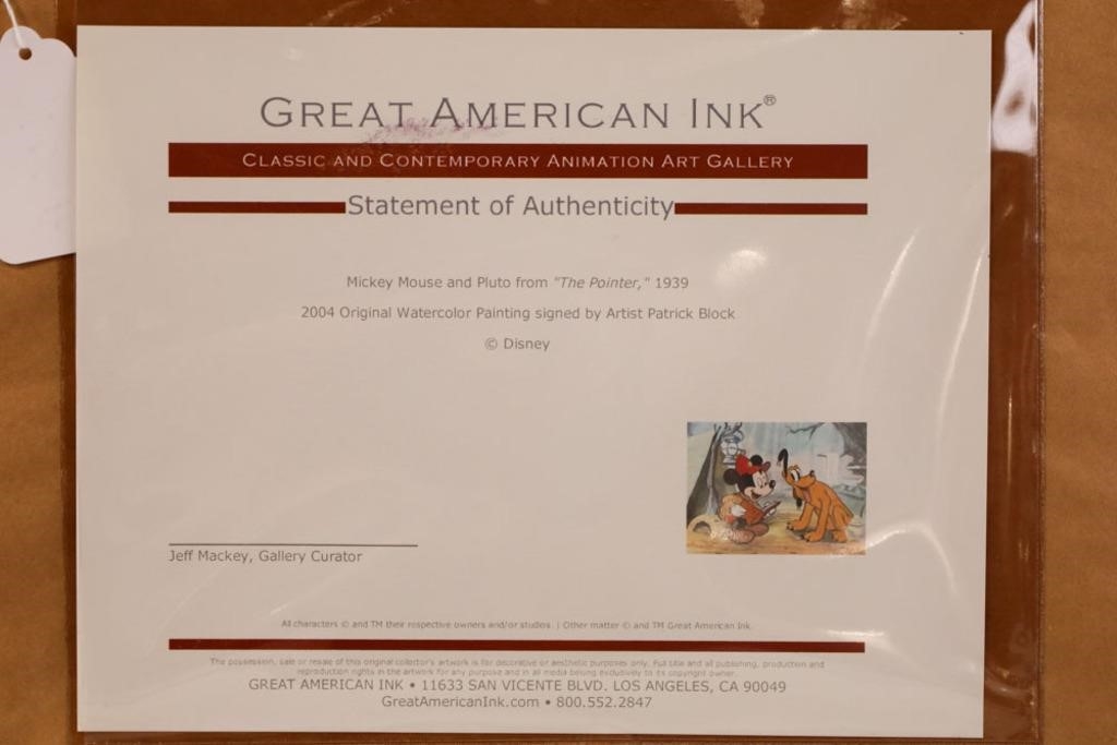 Patrick Block | Disney Mickey Mouse & Pluto Original Watercolor | MutualArt