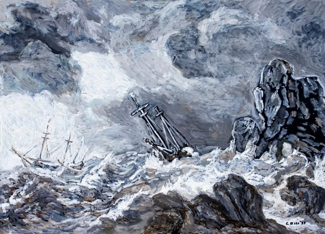 Evelyn Borchard Metzger | Stormy Seascape with Sail Ships (1999 ...