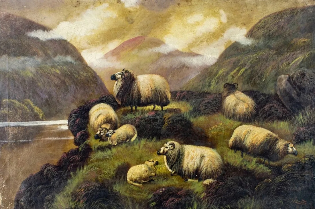 John Shirley Fox | Mountain Landscape with Sheep | MutualArt