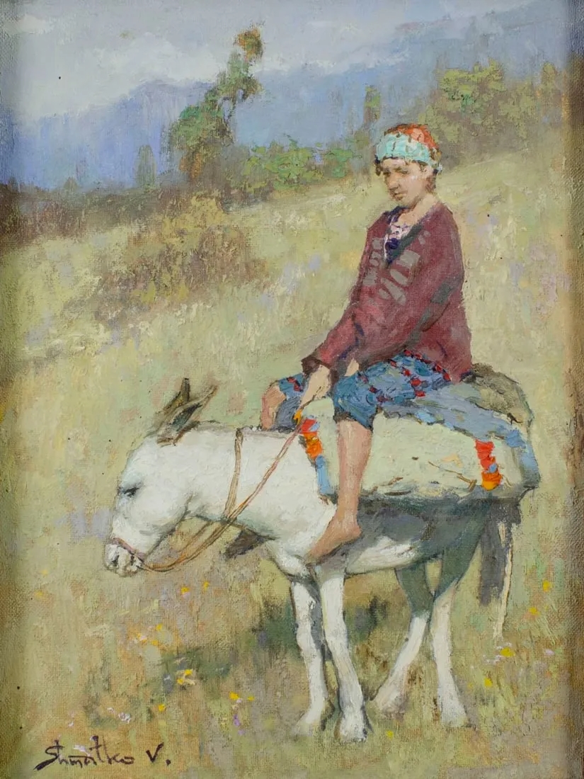 Valeriy Shmatko | Tatar Girl on Donkey (1997) | MutualArt