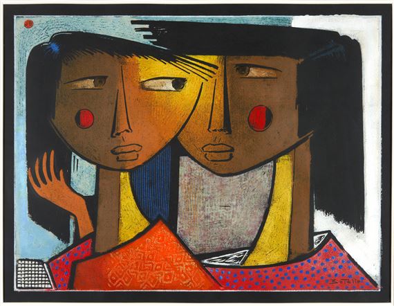 Ángel Botello | Two Girls | MutualArt