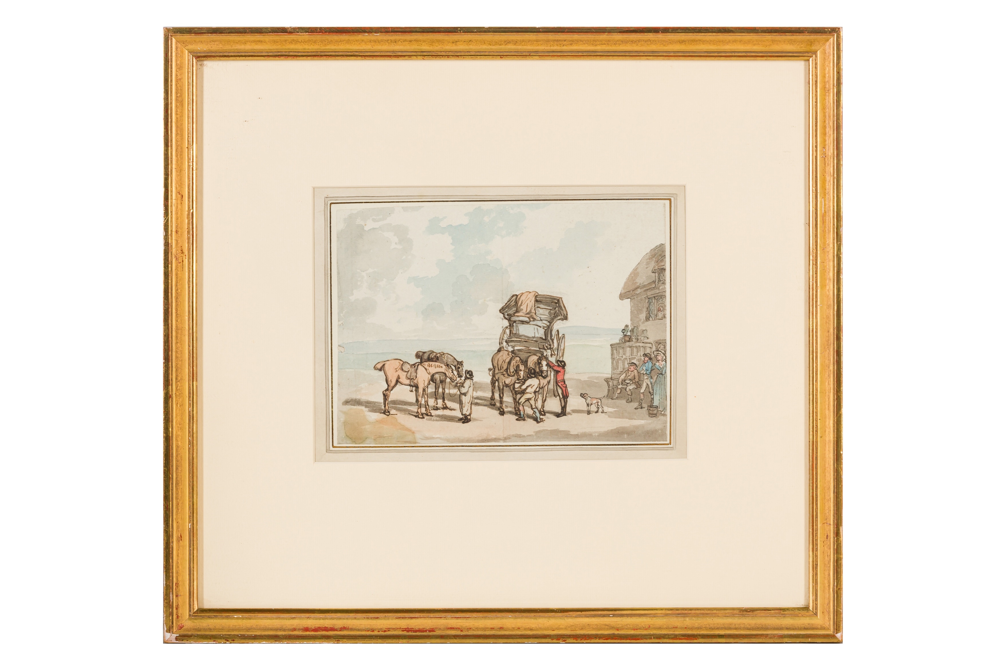Thomas Rowlandson | Coach on the quay | MutualArt