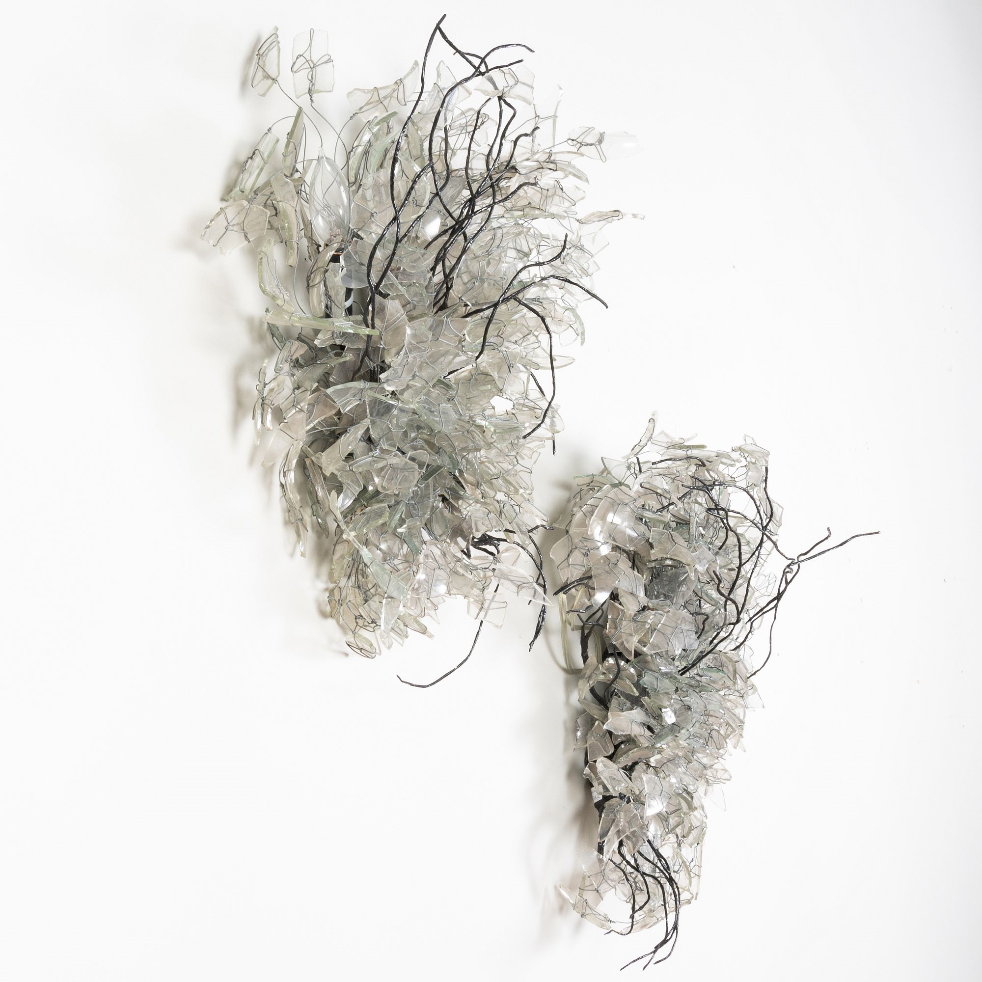 Deborah Thomas | Pair of Recycled Glass and Wire Wall Sconces, Designed ...