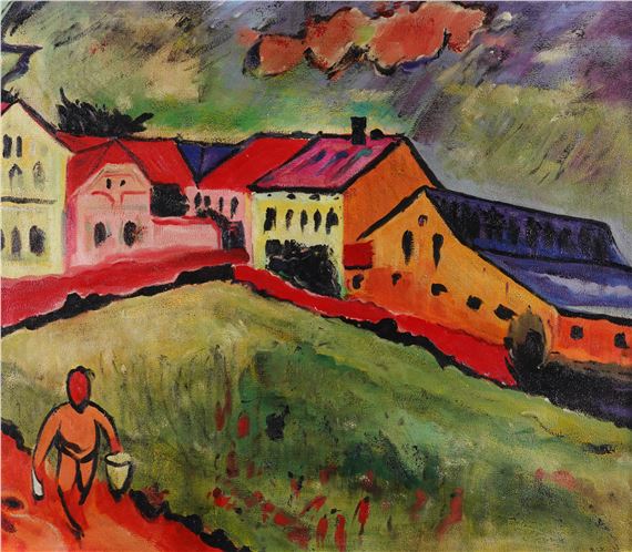Max Pechstein | Self Portrait Smoking a Pipe and Landscape Study with ...