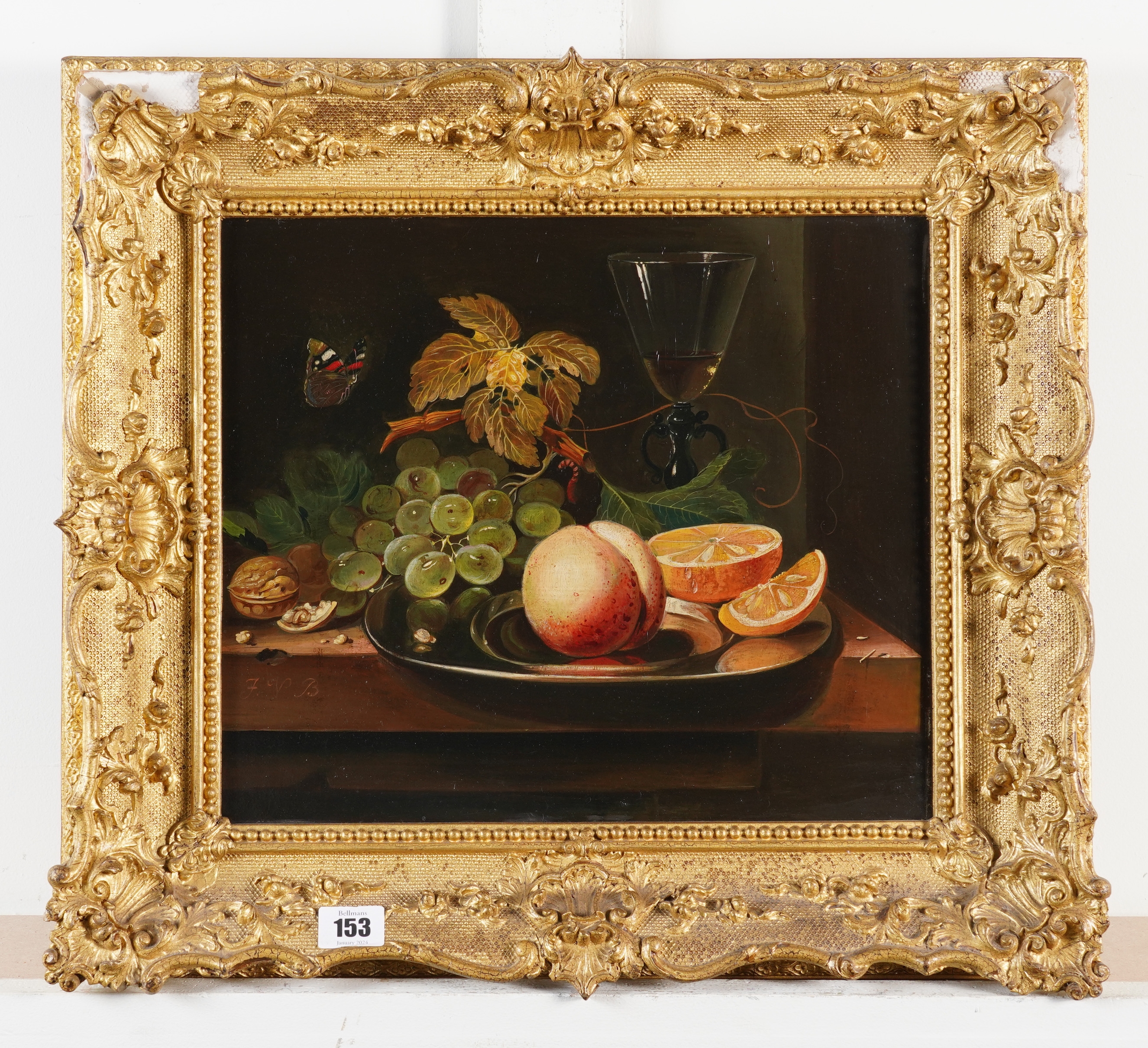 Frederick Victor Bailey | Still life with a, fruit and admiral ...