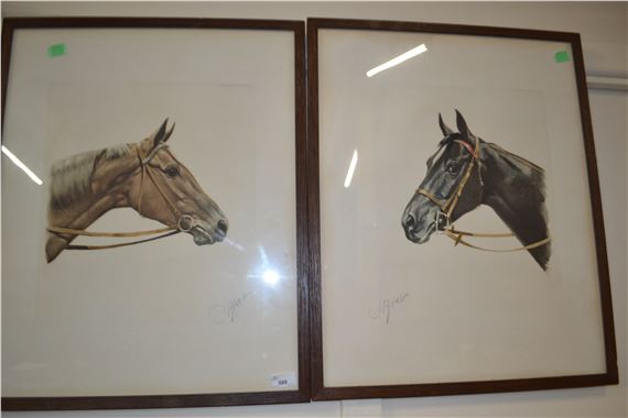 J. Rivet | A pair of horse head portraits | MutualArt