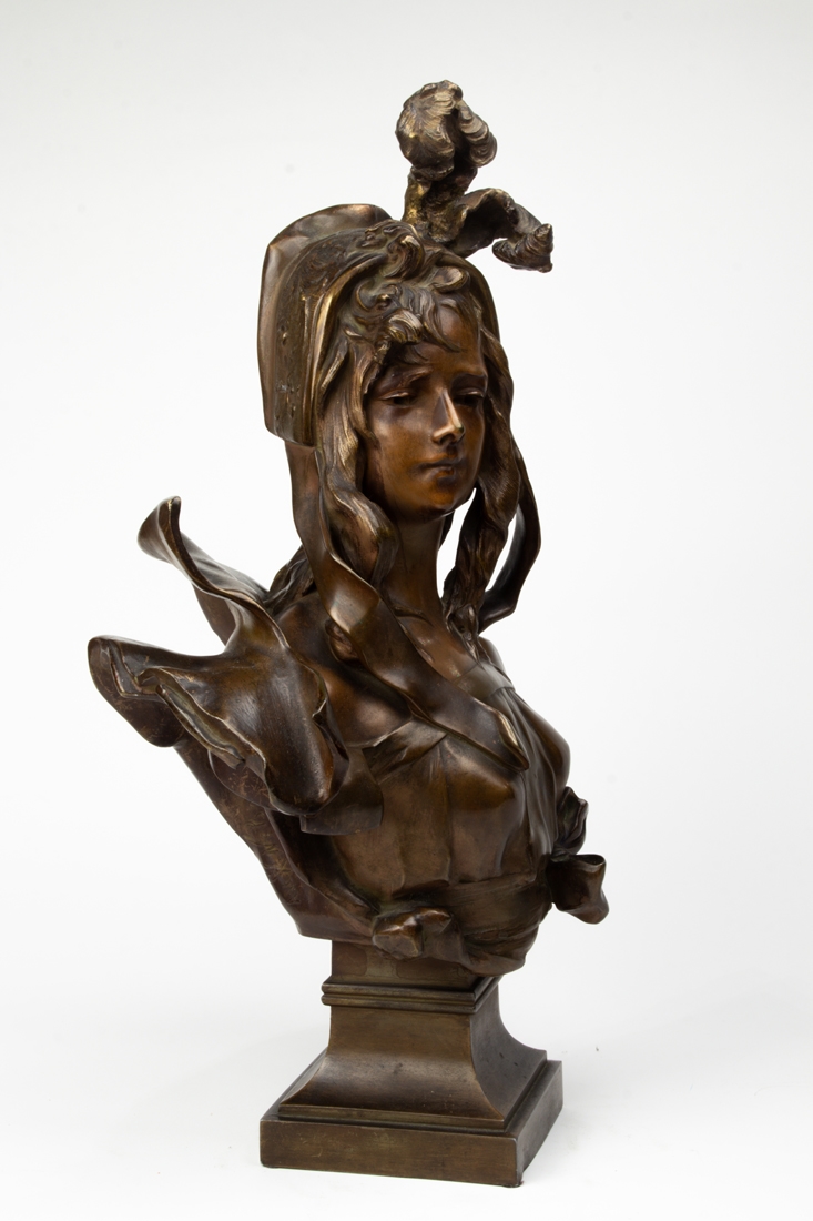 Anton Nelson | A Continental Art Nouveau patinated bronze bust of a ...