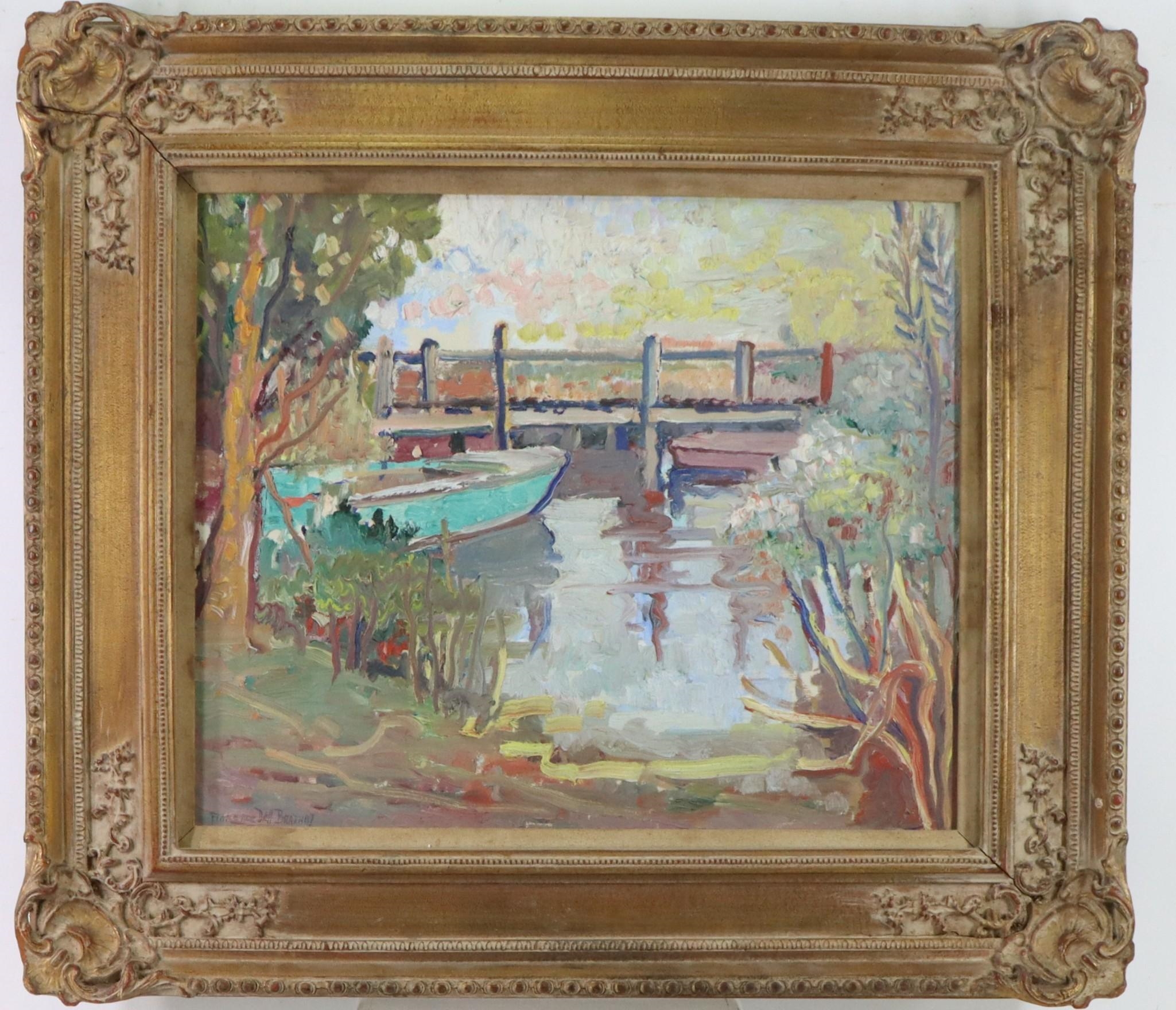 Florence Dell Bradway | Rowboat at the edge of a stream | MutualArt
