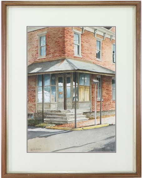 Ray Hendershot | Architectural landscape of a corner store | MutualArt