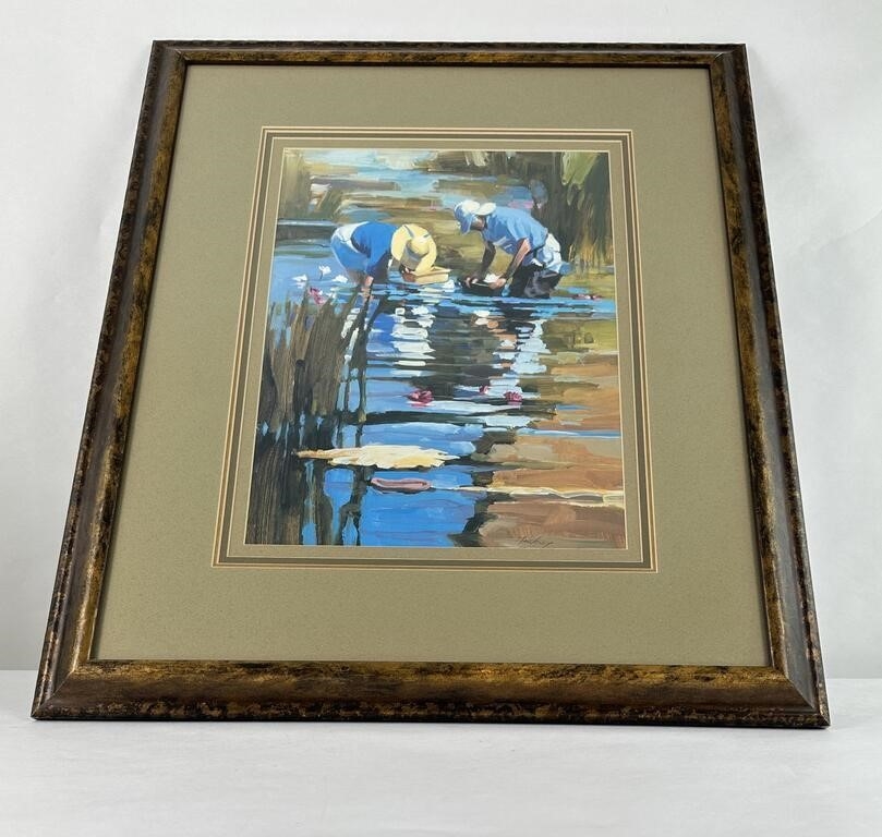 Kim Mackey | Kim Mackey Oil Painting Planting Water Lilies | MutualArt