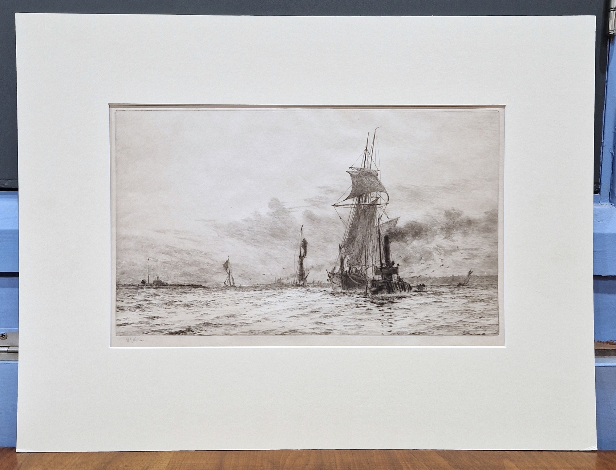 William Lionel Wyllie | Shipping scene with tug pulling tall ship ...