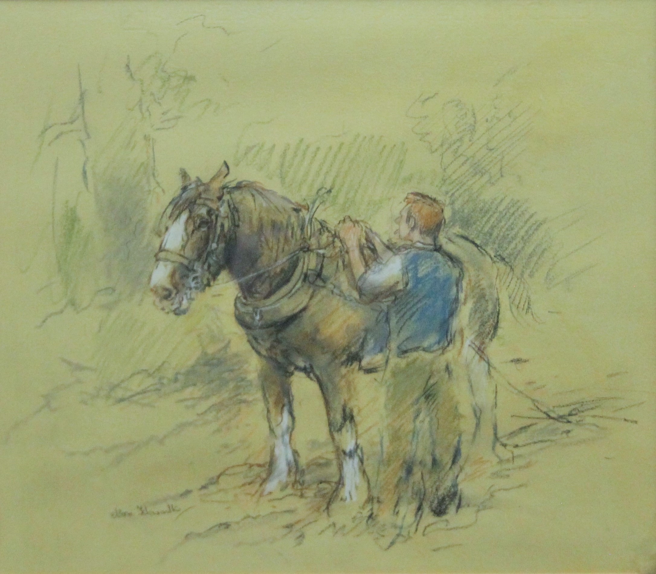 Nora Howarth | British (AR), Man and Horse,, signed, framed and glazed ...