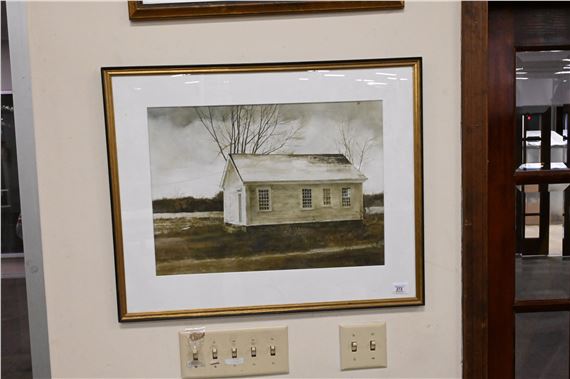 Doug Brega | White Shed in the Winter | MutualArt
