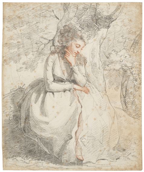 John Hoppner | Portrait of a pensive young lady seated by a tree ...