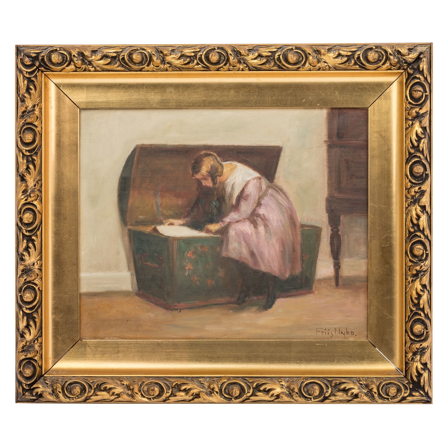 Poul Friis Nybo | Girl sitting on a chest | MutualArt