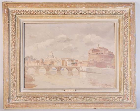 Edmond Ceria | View of Castel Sant'Angelo and St. Peter's in Rome (1937 ...