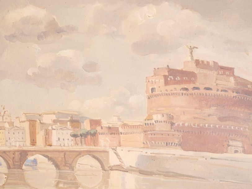 Edmond Ceria | View of Castel Sant'Angelo and St. Peter's in Rome (1937 ...