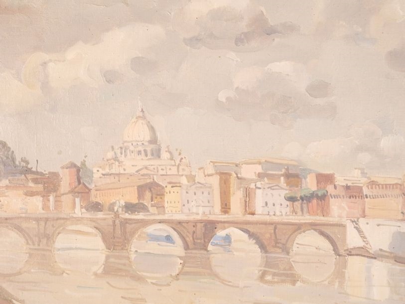 Edmond Ceria | View of Castel Sant'Angelo and St. Peter's in Rome (1937 ...
