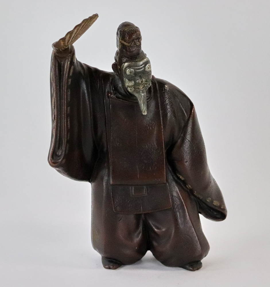Unknown | Bronzed Figure of Japanese Masked Actor | MutualArt