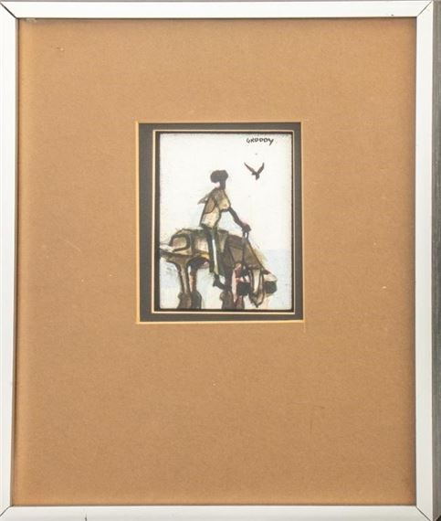 James Groody | James Groody Mixed Media Painting of Horse Rider | MutualArt