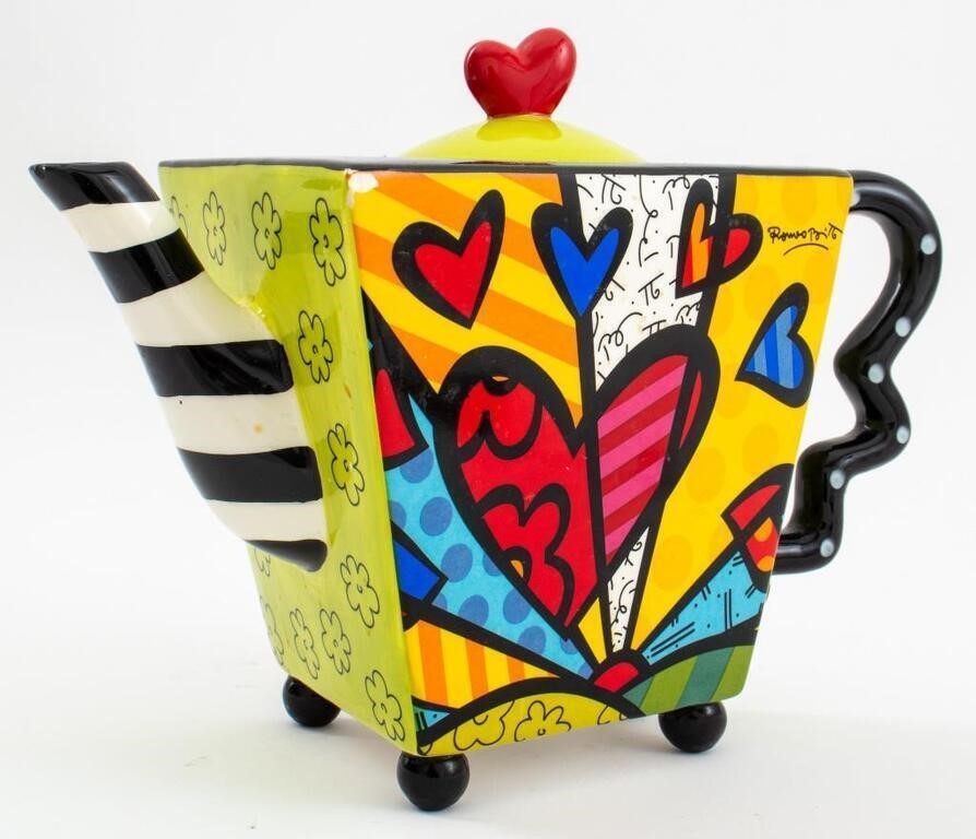 Romero Britto | Romero Britto Pop Art Ceramic Teapot | MutualArt