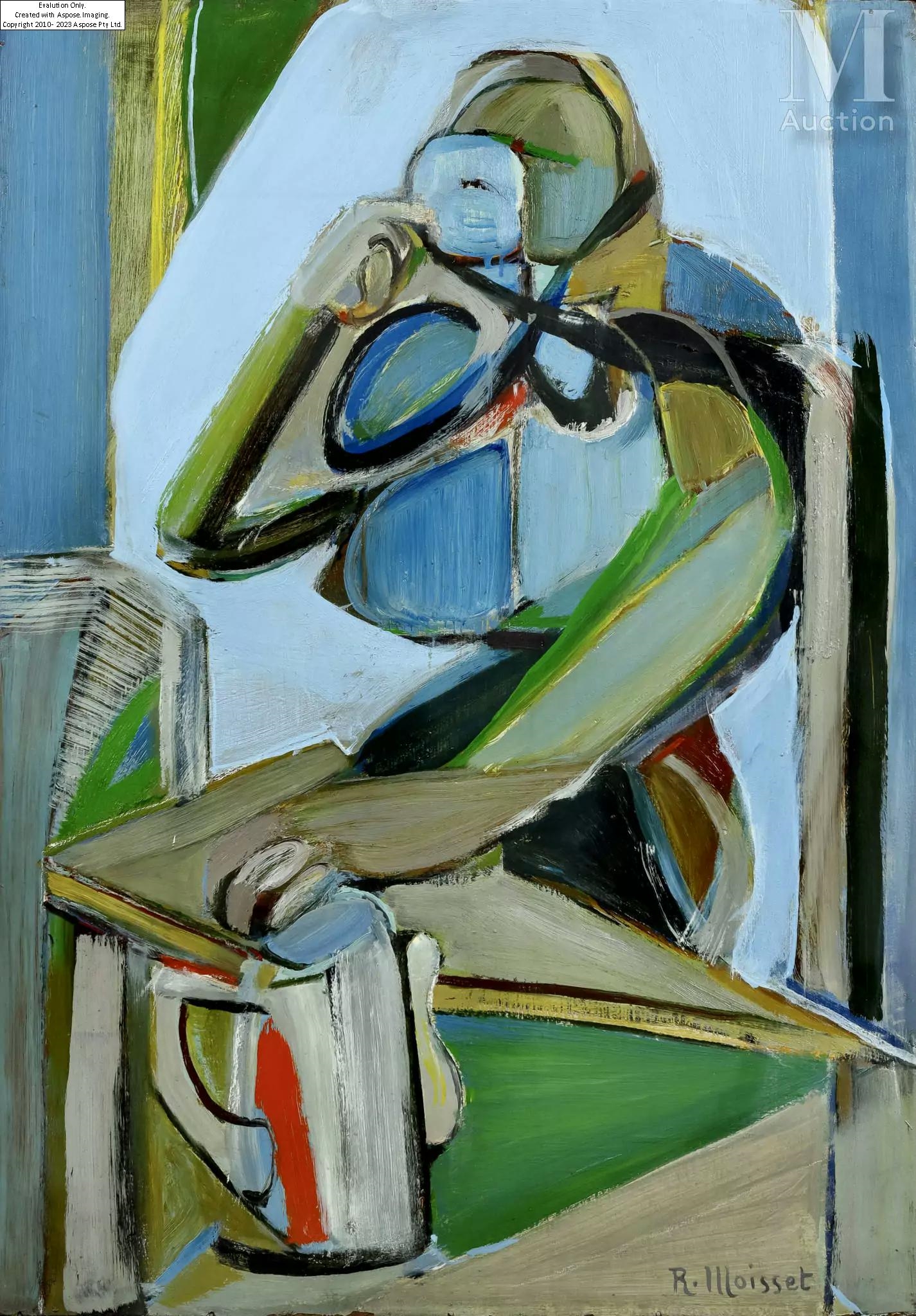 Raymond Moisset | Buveuse de café nue | MutualArt