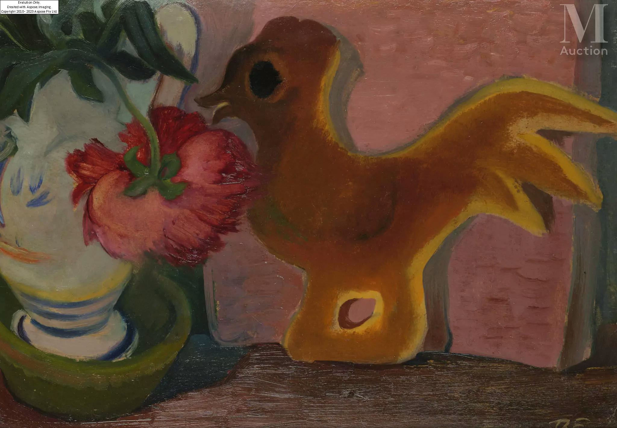 Theodore Fried | Composition à l'oiseau et à la fleur rouge | MutualArt