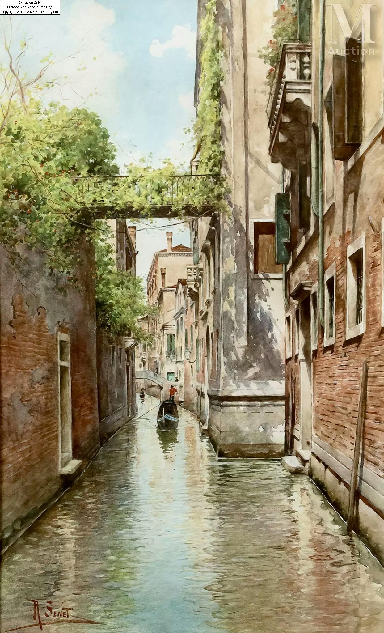 Rafael Senet | Gondole sur un canal à Venise | MutualArt