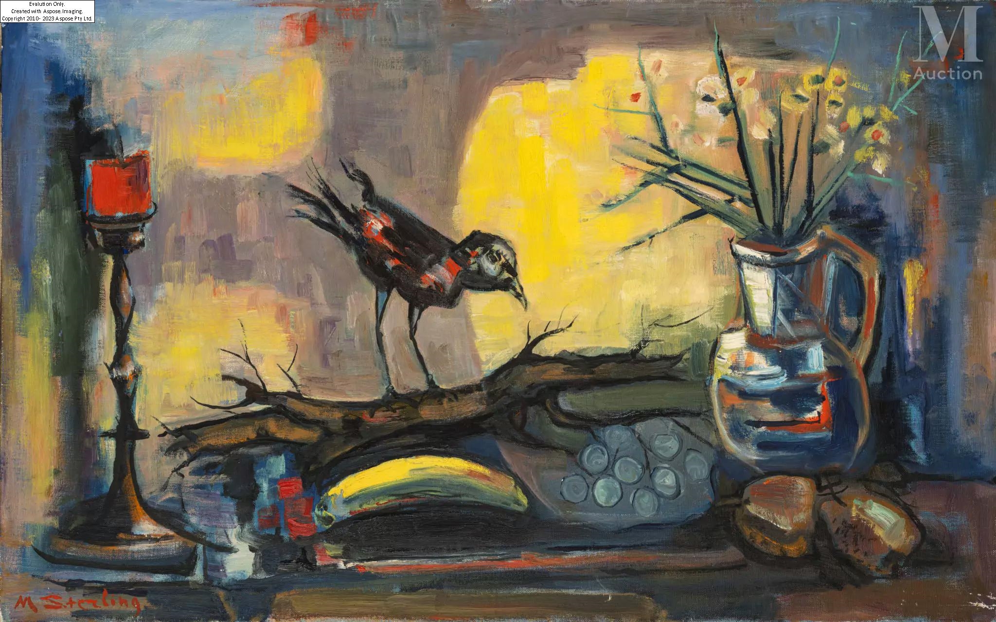 Marc Sterling | Nature morte au bouquet de fleurs et Corneille | MutualArt