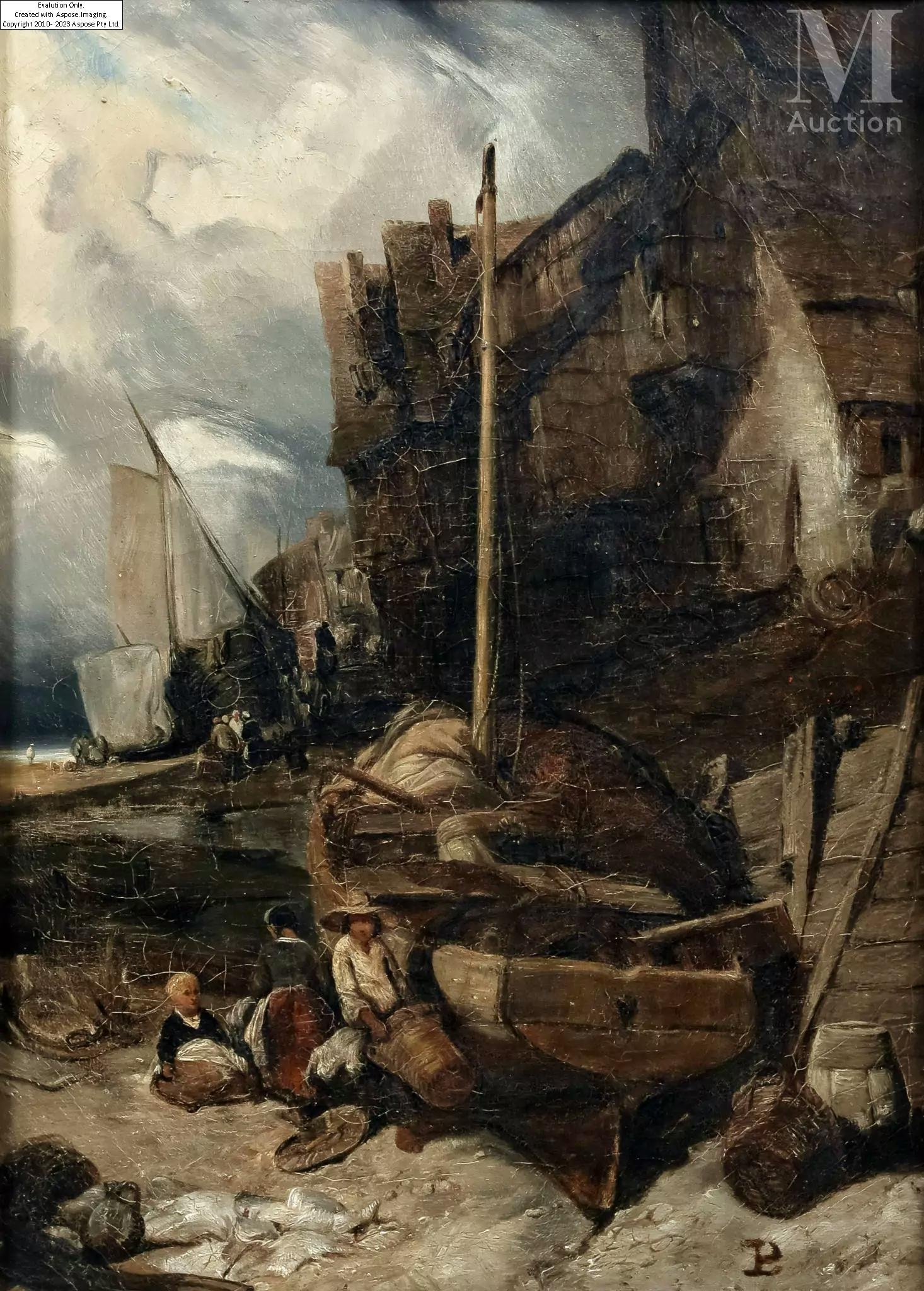 Eugène Le Poittevin | Bateaux à marée basse | MutualArt
