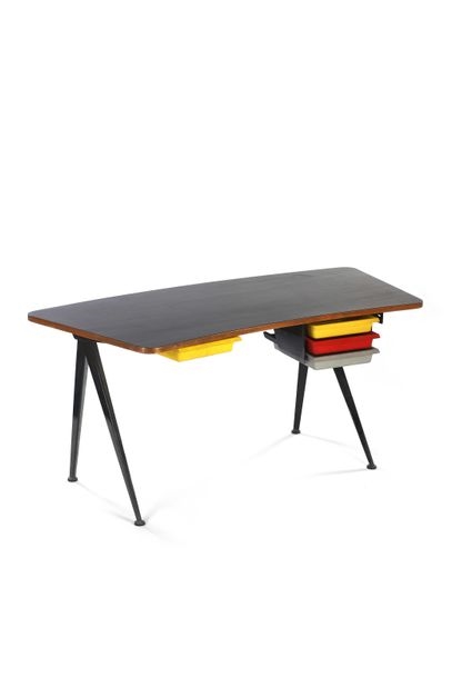 Jean Prouvé | Curved Compass desk Lacquered sheet steel (1950) | MutualArt