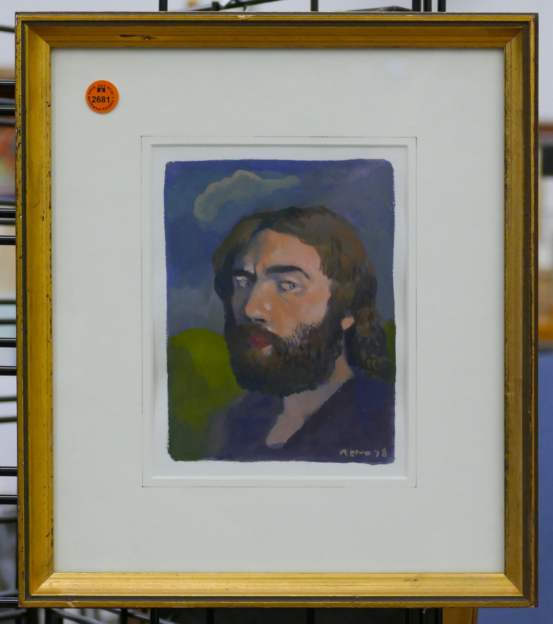Joe Reno | Joe Reno ''Self Portrait'' 1978 Gouache on Paper Framed 13.5 ...