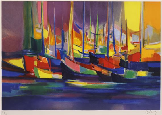 Marcel Mouly | Marcel Mouly ''Sailboats'' S/N Serigraph Framed 31''x39 ...