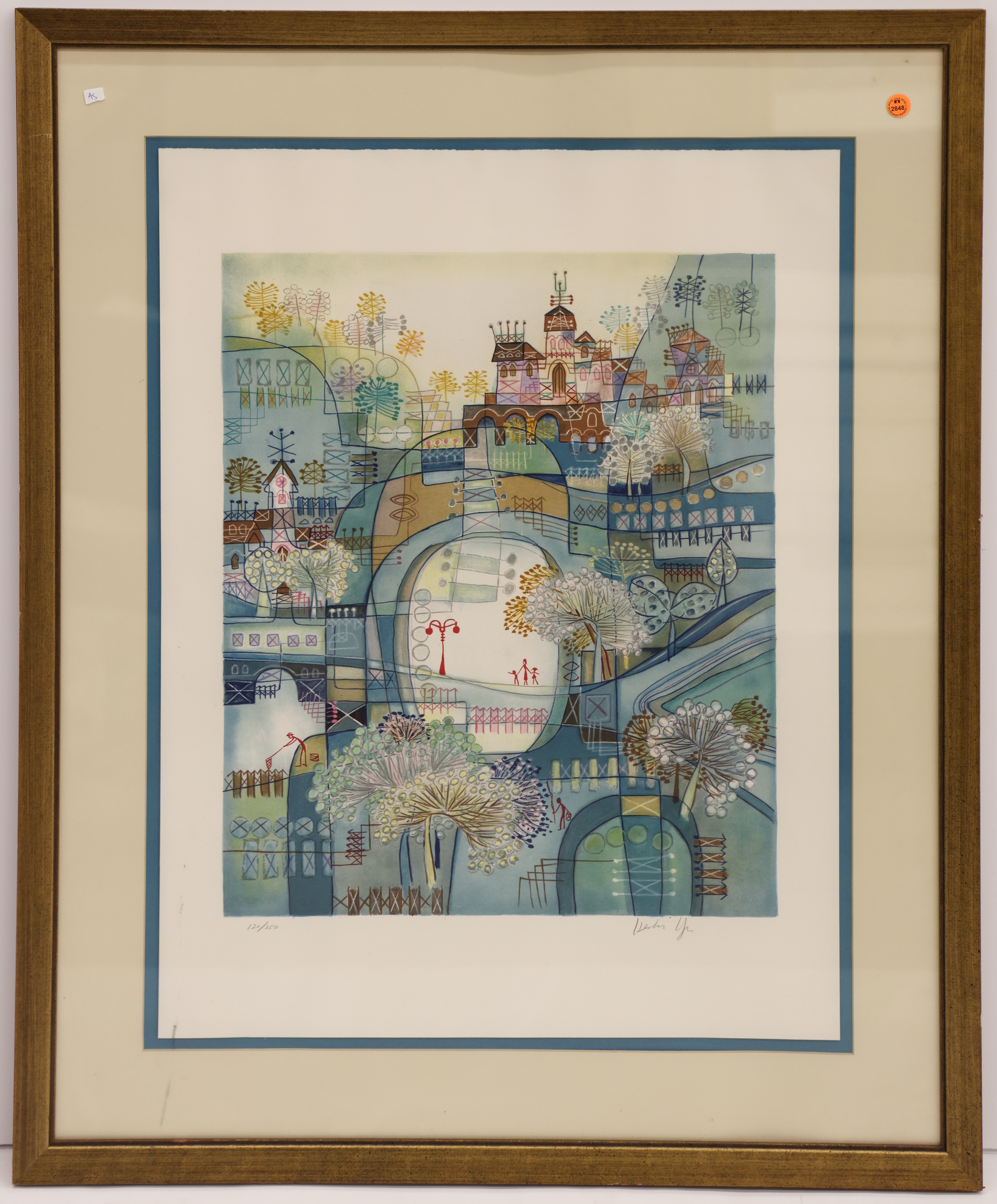 Heshi Yu | Heishi Yu Abstract Village S/N Lithograph Framed 38''x31 ...