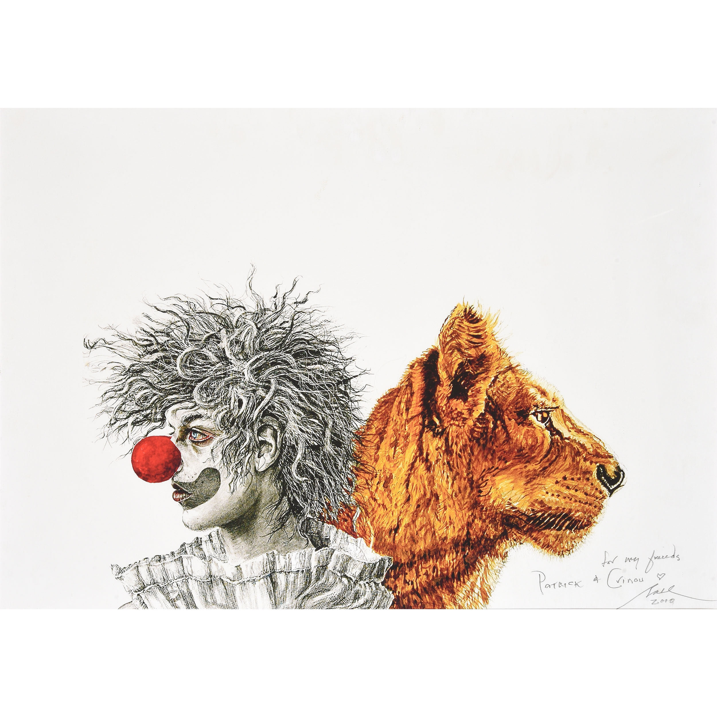 Fred Nall Hollis | The clown and the lioness | MutualArt