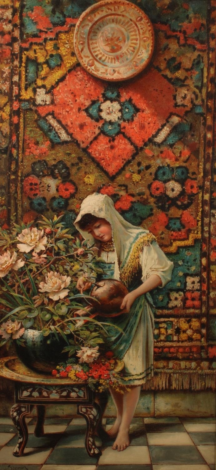 William Stephen Coleman | Pears style print of a young girl watering ...