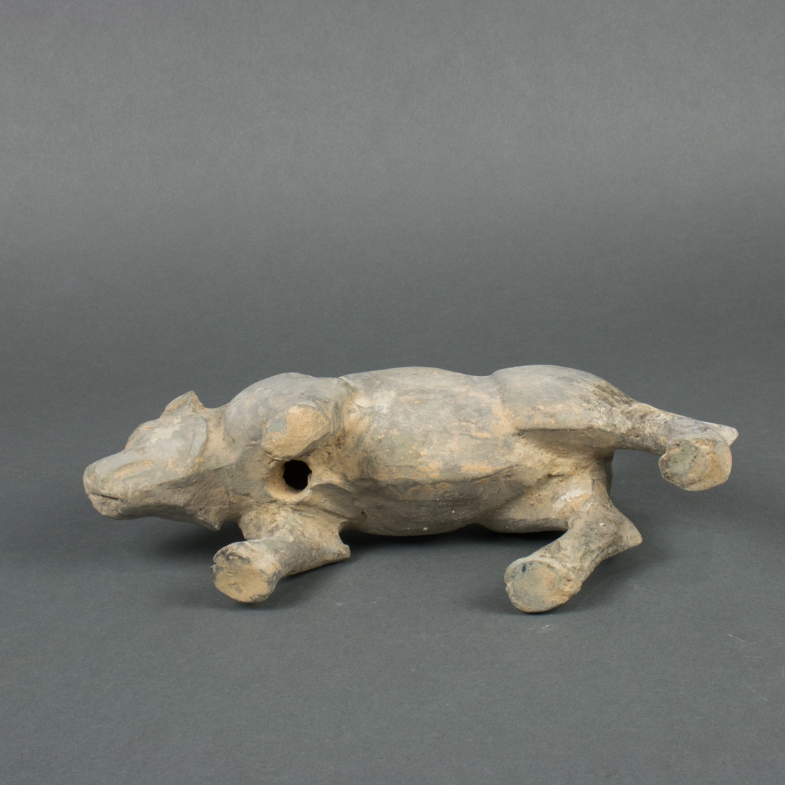 Chinese School | Chinese grey pottery model of a tricon. Han dynasty ...