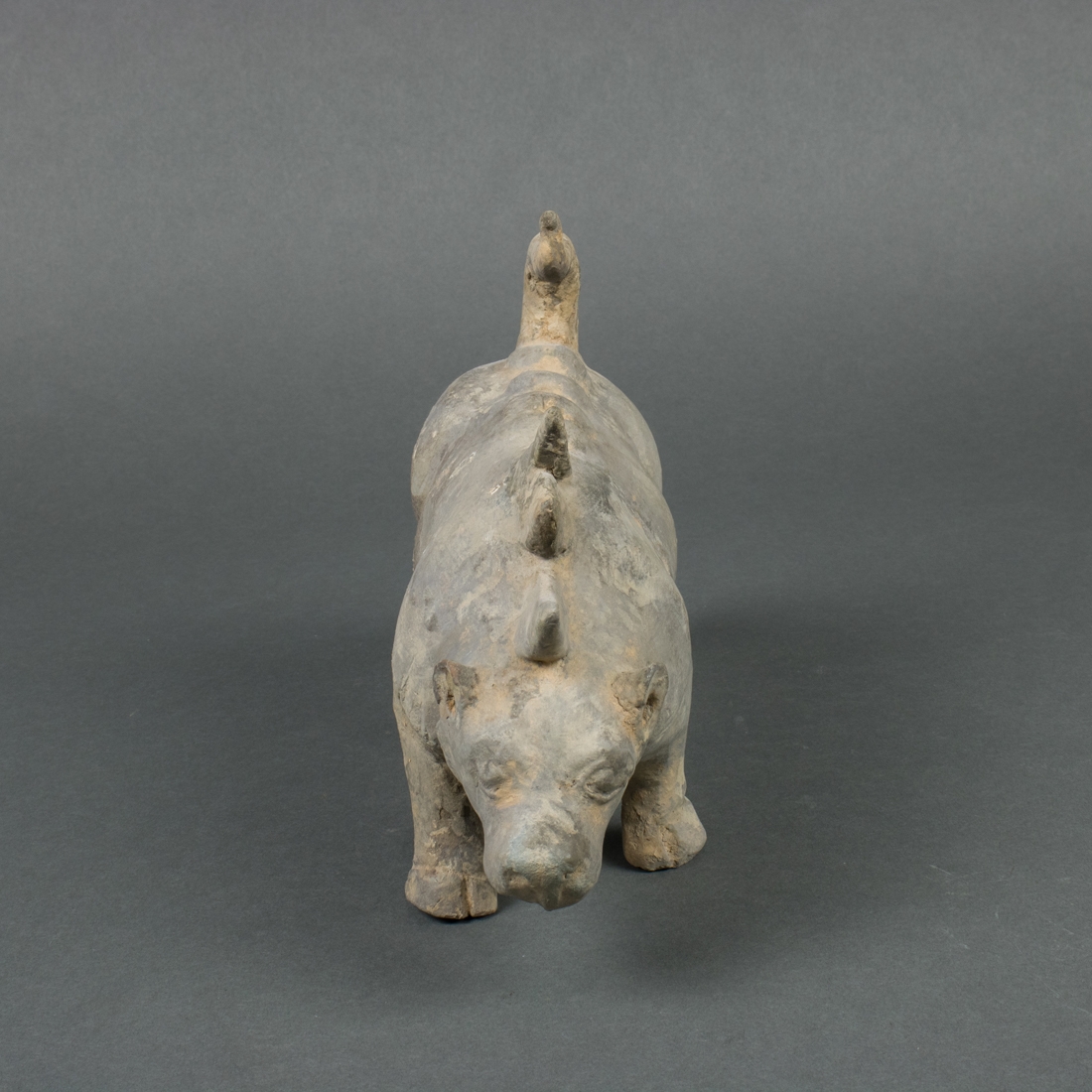 Chinese School | Chinese grey pottery model of a tricon. Han dynasty ...