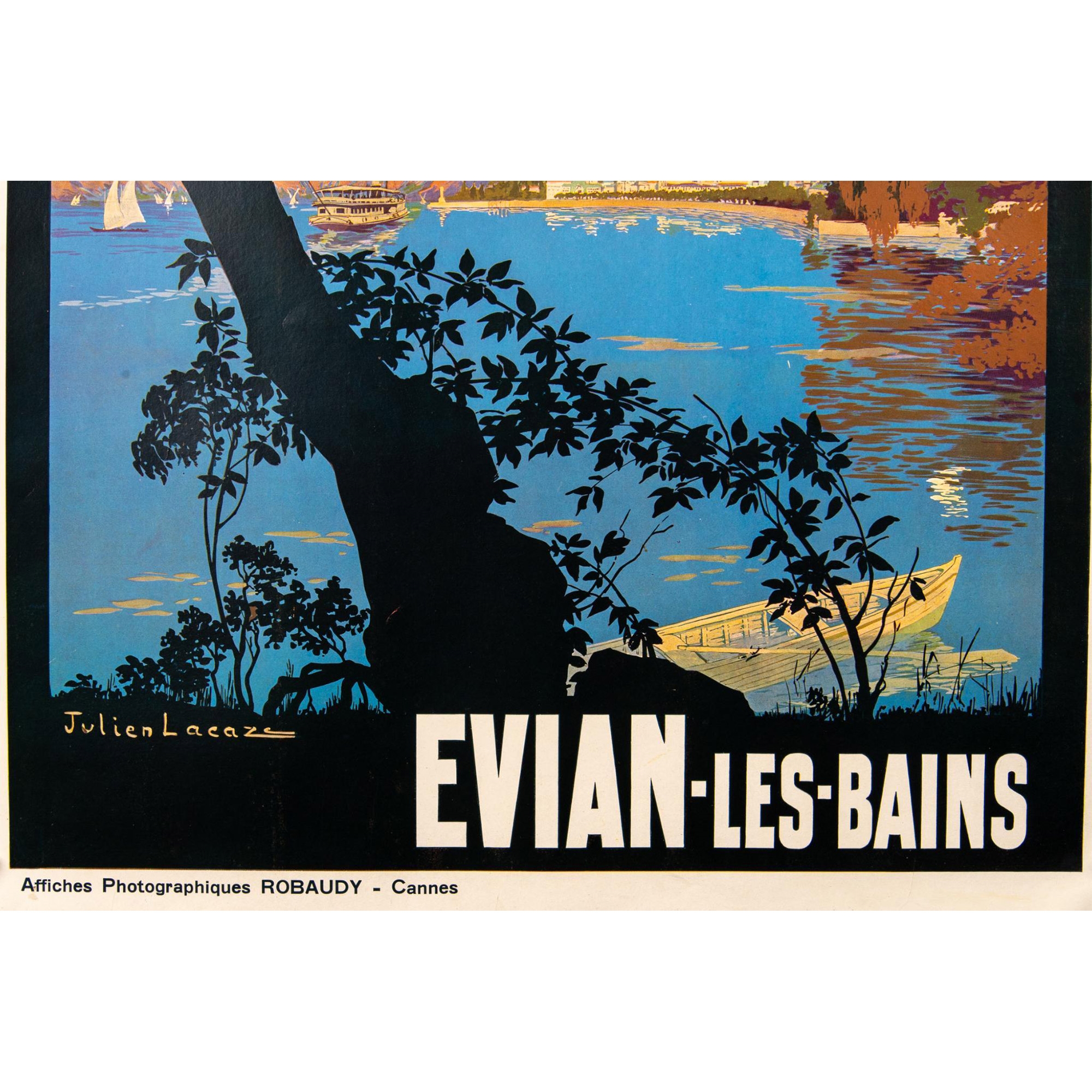 Julien Lacaze | Julien Lacaze, 1930s Color Lithograph Poster Evian-Les ...