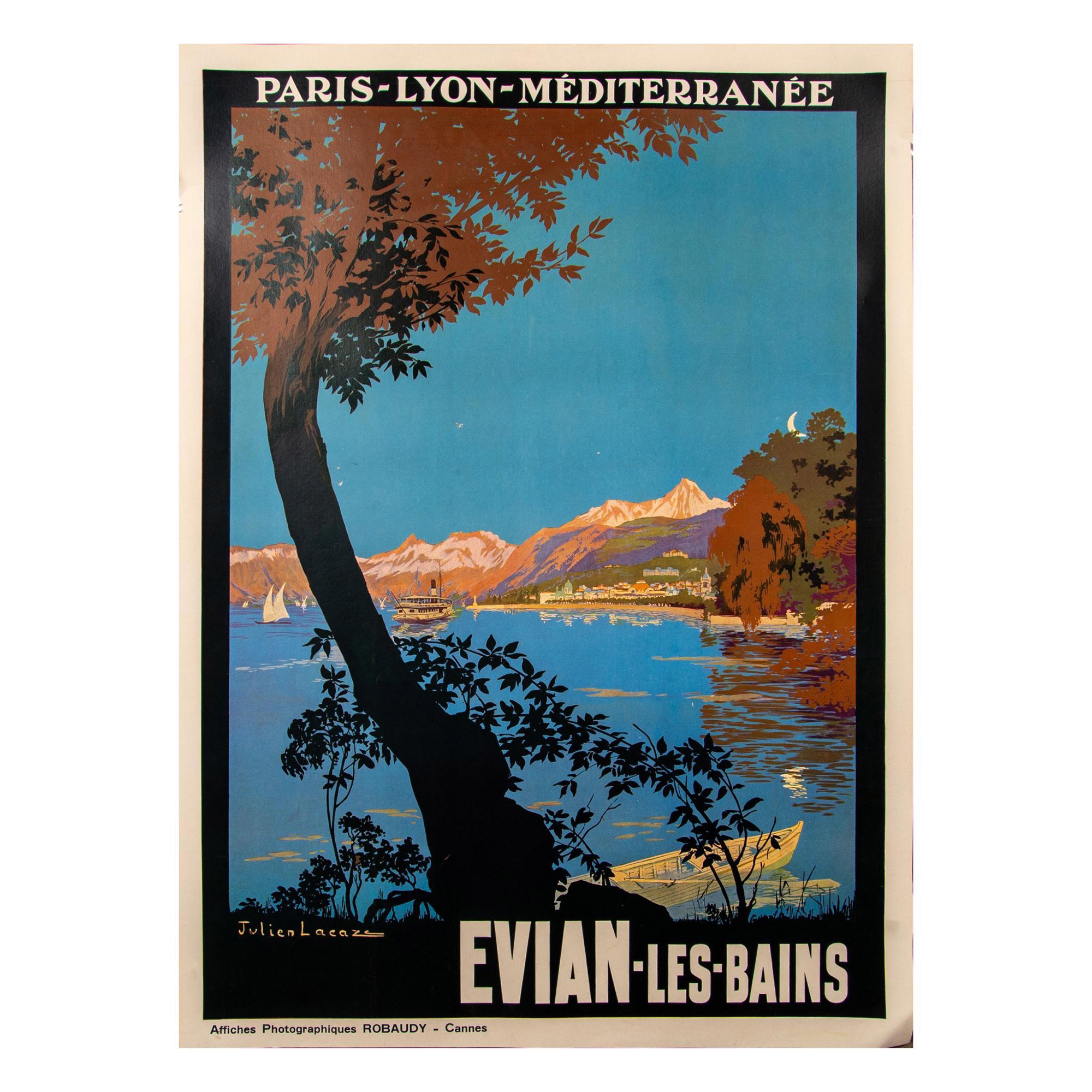 Julien Lacaze | Julien Lacaze, 1930s Color Lithograph Poster Evian-Les ...