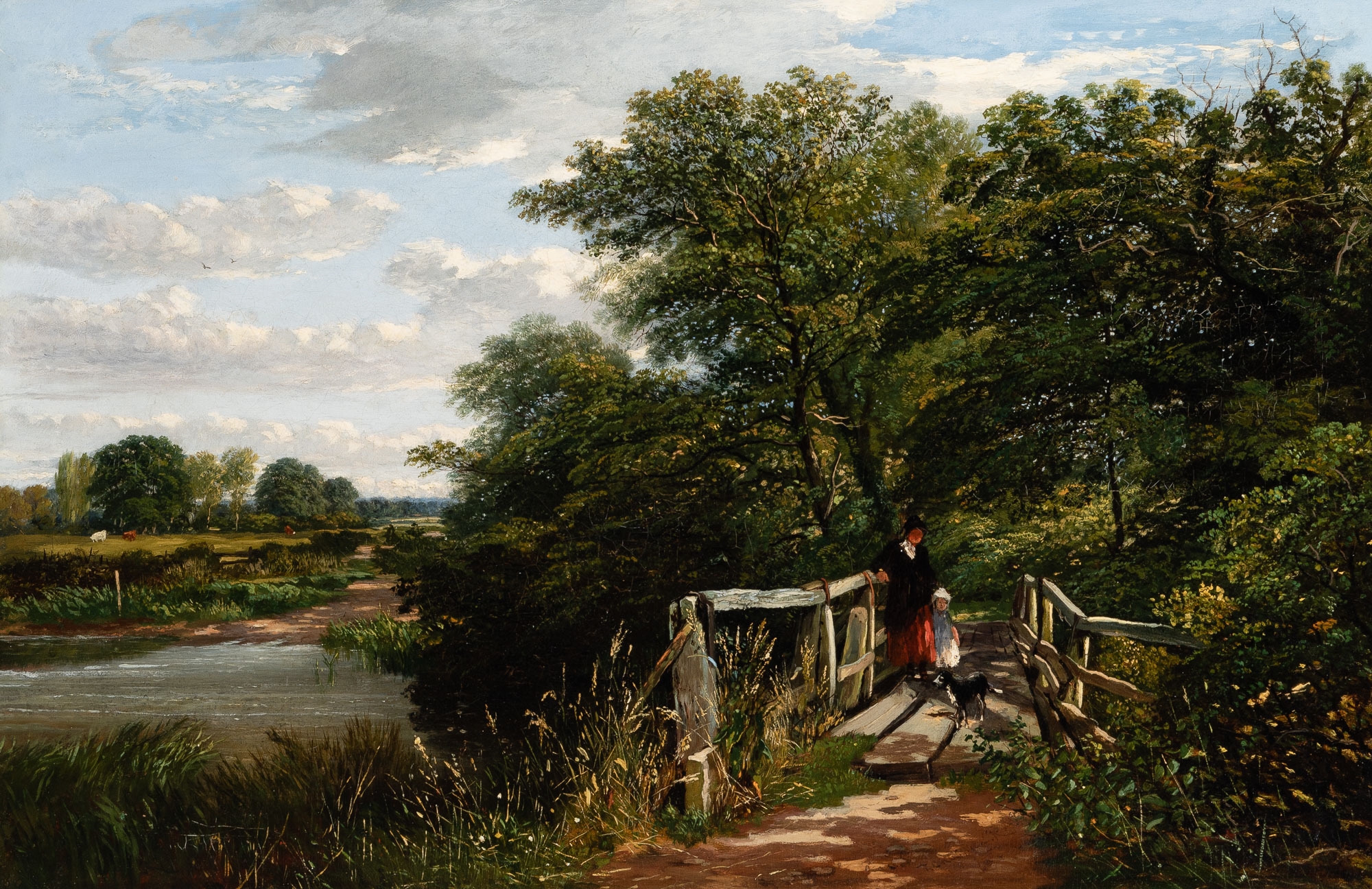 Thomas Creswick | Landscape with Figures on a Bridge | MutualArt