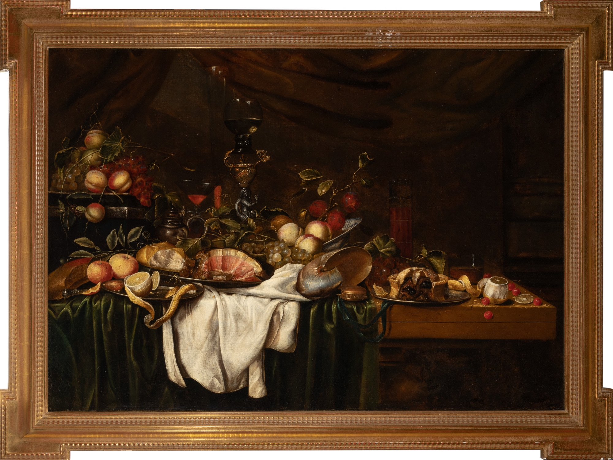 Joris Van Son | Still Life with a Nautilus, a Ham, a Pie, Glassware ...