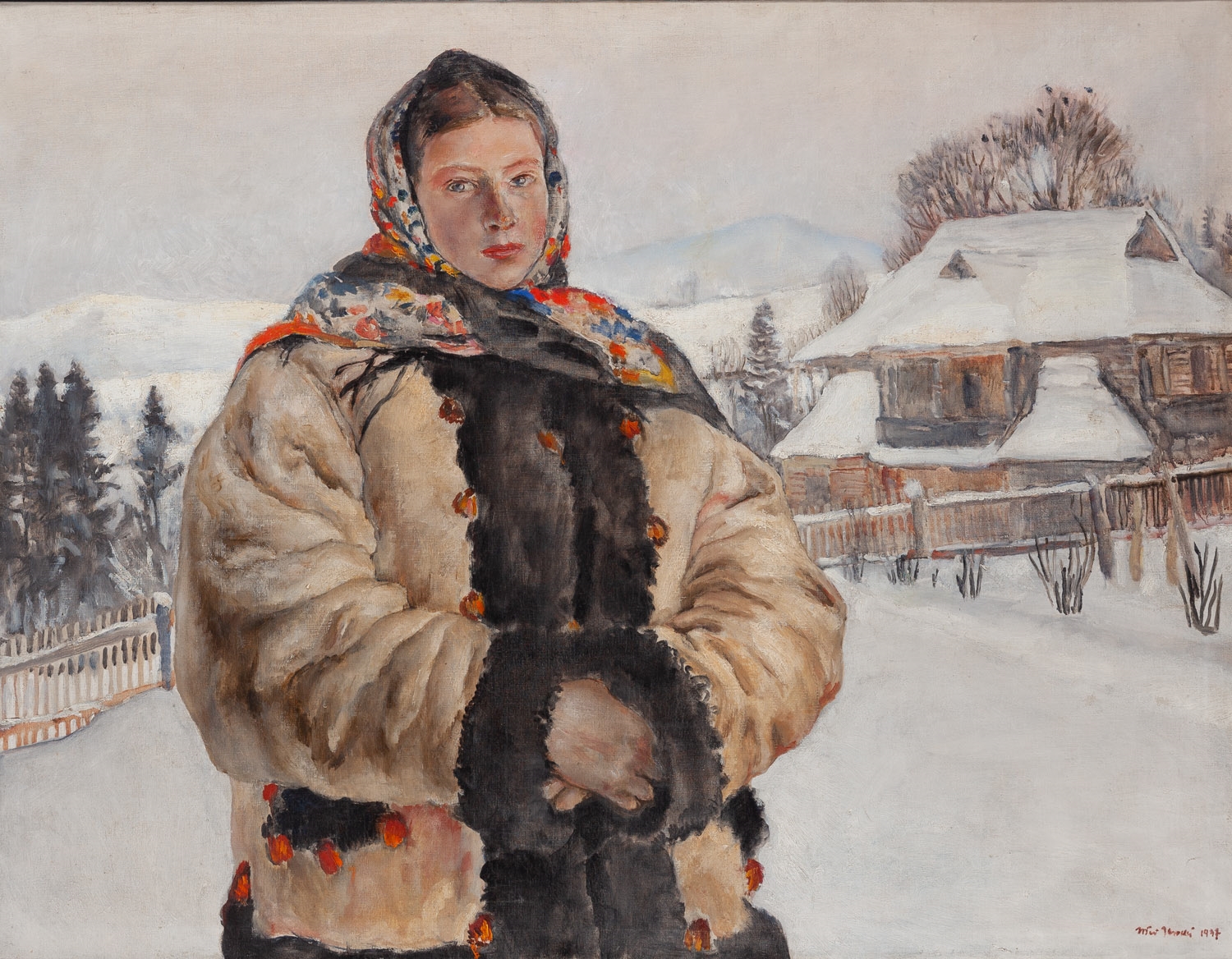 Władysław Jarocki | Portret góralki na tle chaty (1937) | MutualArt