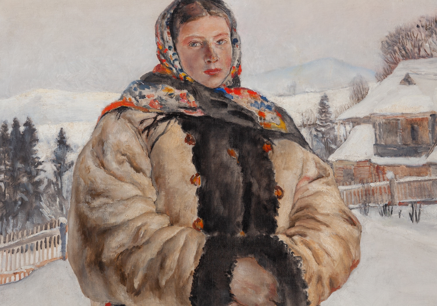 Władysław Jarocki | Portret góralki na tle chaty (1937) | MutualArt