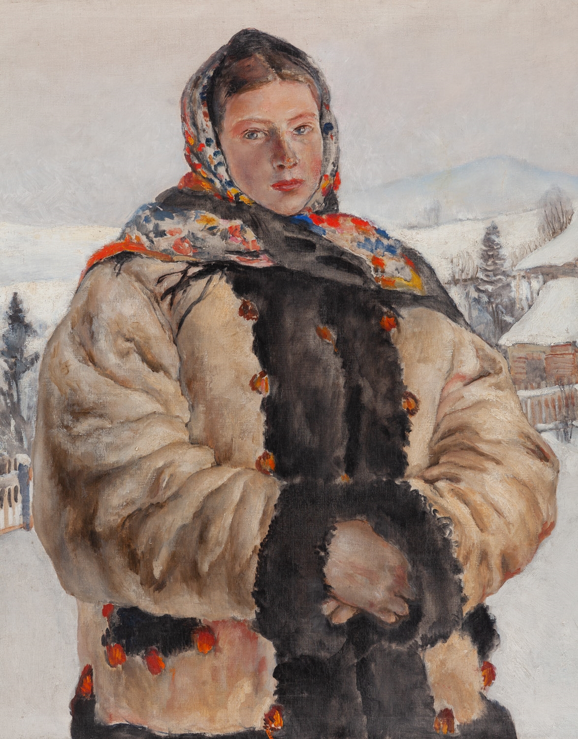 Władysław Jarocki | Portret góralki na tle chaty (1937) | MutualArt